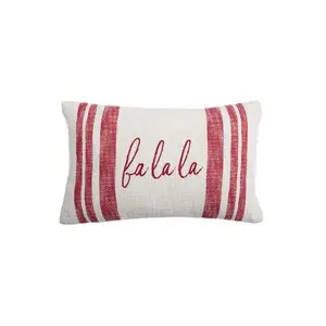 CAROL & FRANK Morgan Christmas Holiday Striped Decorative Lumbar Pillow Collection - Red 14" X 22"